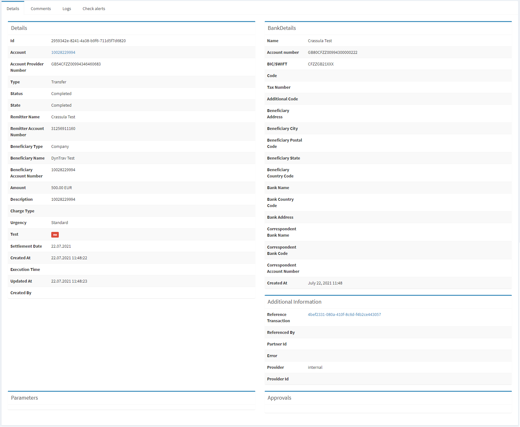 Transactions (pre-approval)
