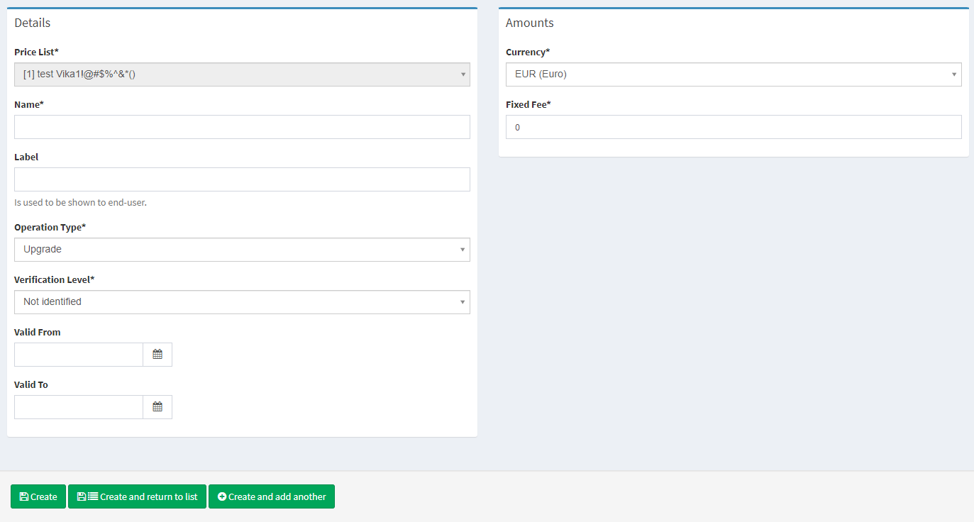 Change verification level fees