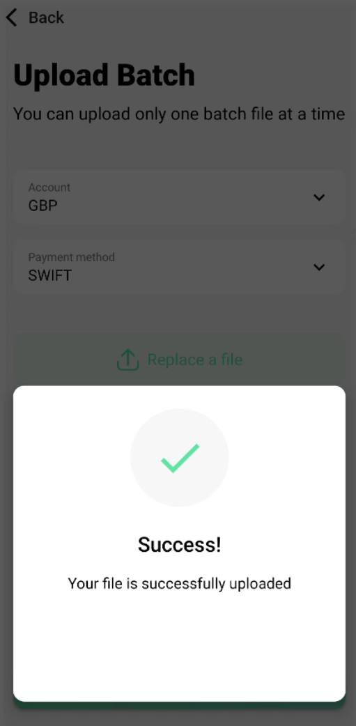 Batch payments (Mobile Interface)