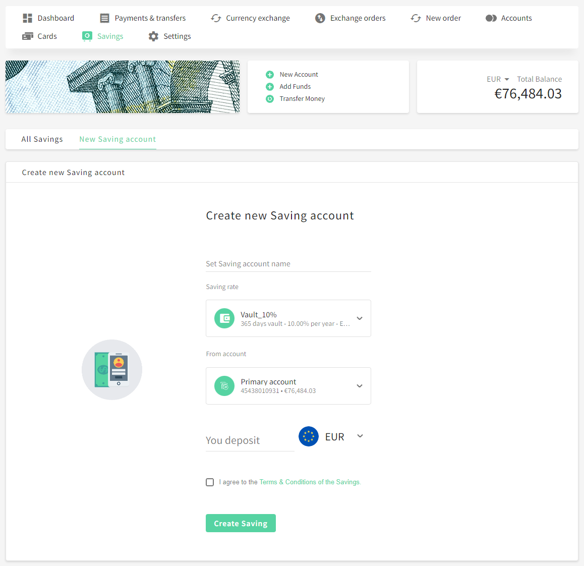 Savings (Web Interface)